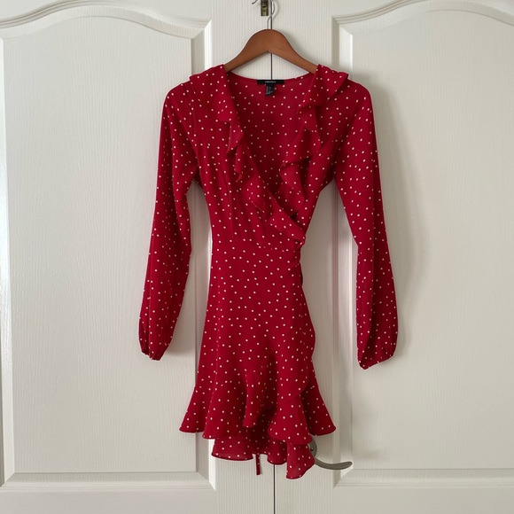 Forever 21 | Dresses | Red Mini Wrap Dress | Poshmark